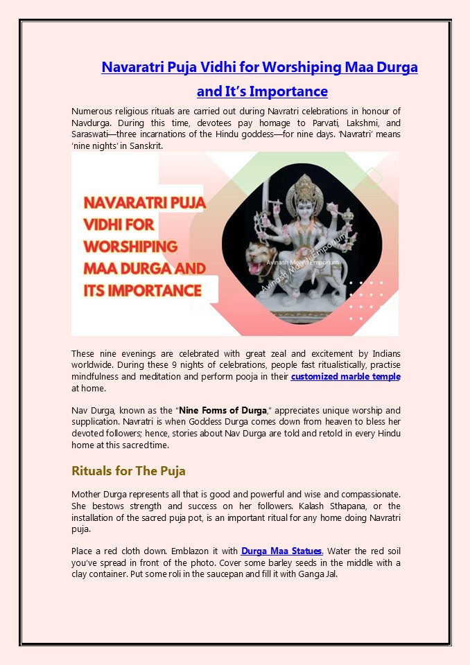 Navaratri Puja Vidhi for Worshiping Maa Durga and It’s Importance presentation | free to download