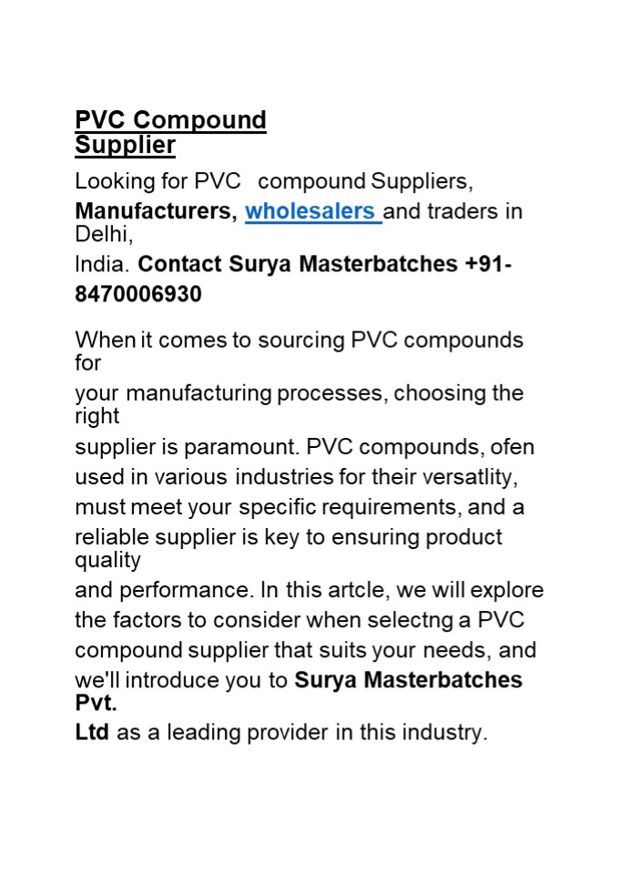 PVC Compound Supplier presentation | free to download