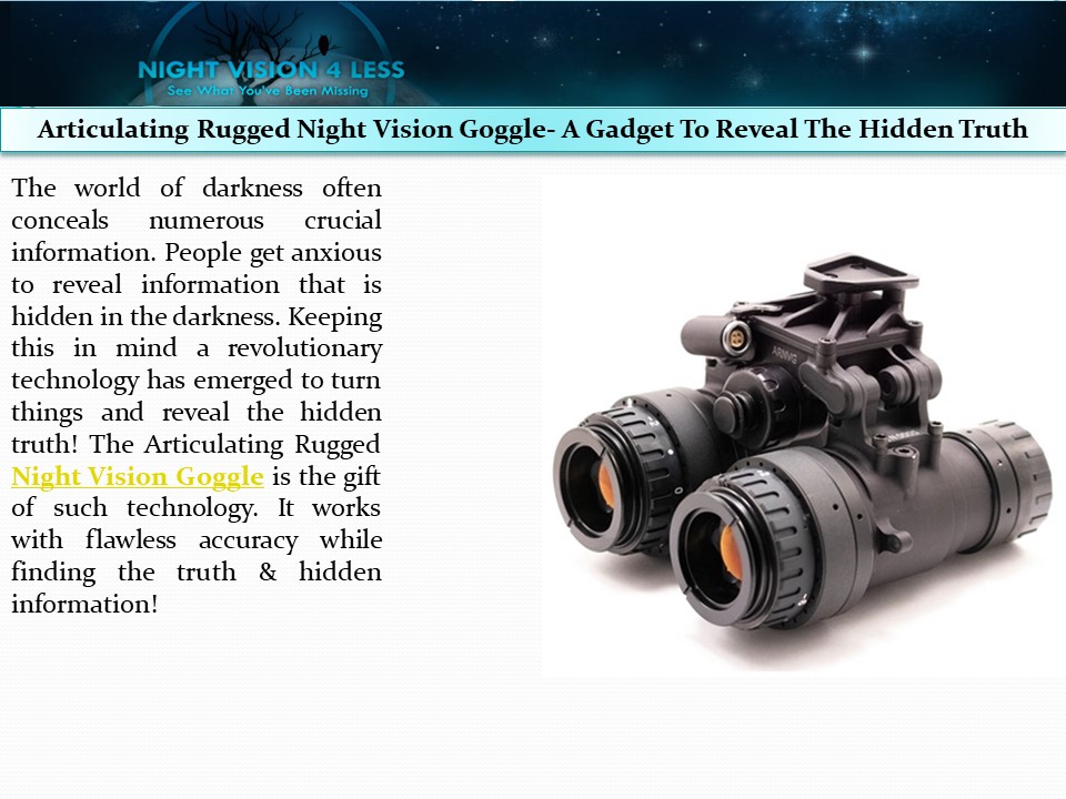 Articulating Rugged Night Vision Goggle presentation | free to download