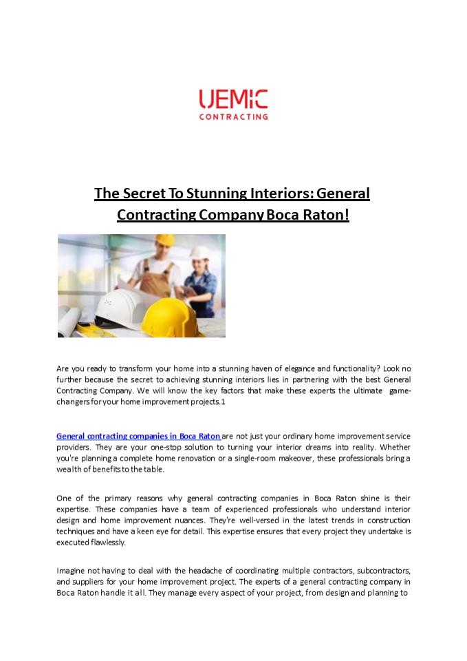The Secret To Stunning Interiors General Contracting Company Boca Raton ...