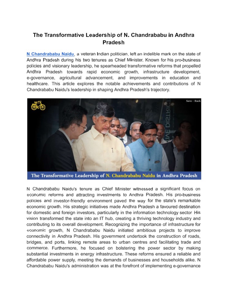 PPT – The Transformative Leadership of N. Chandrababu in Andhra Pradesh PowerPoint presentation ...