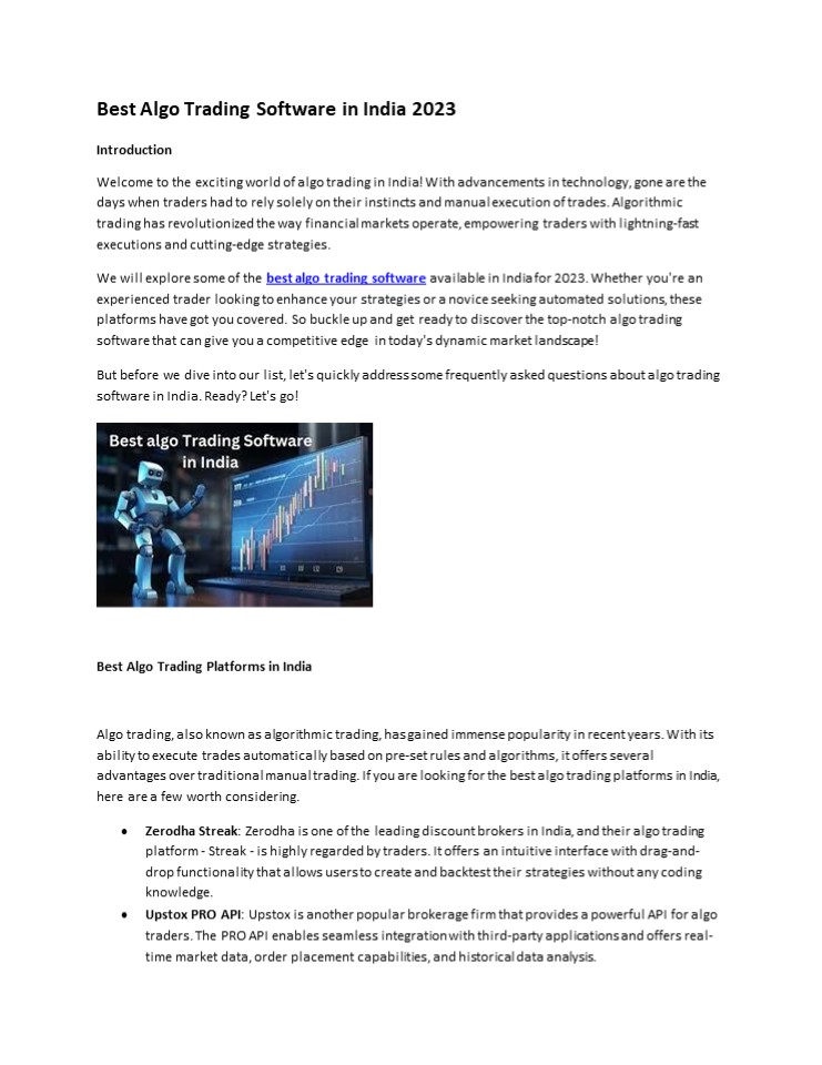 Best Algo Trading Software in India 2023 presentation | free to download