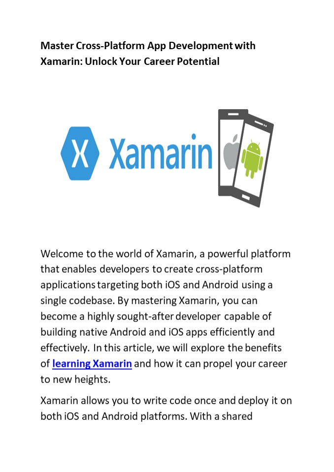 Master Cross-Platform App Development with Xamarin Unlock Your Career Potential presentation ...