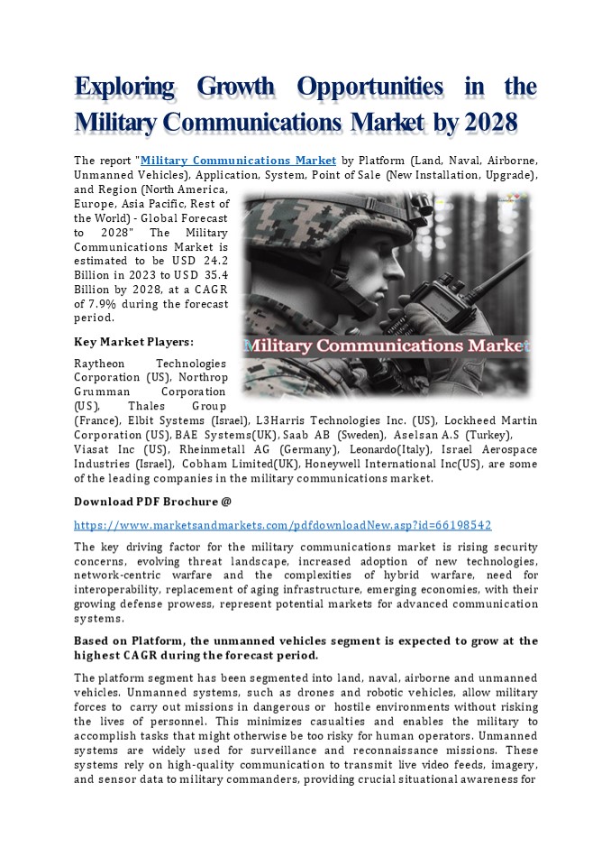 Exploring Growth Opportunities in the Military Communications Market by ...
