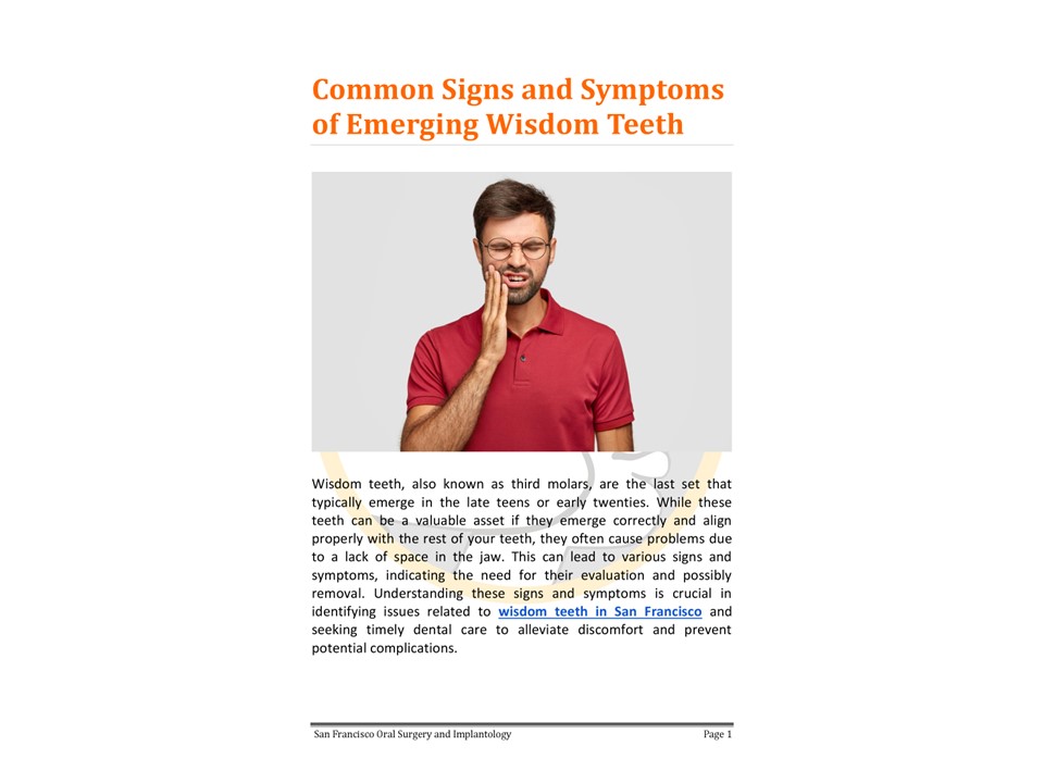 Common Signs and Symptoms of Emerging Wisdom Teeth (1) presentation ...