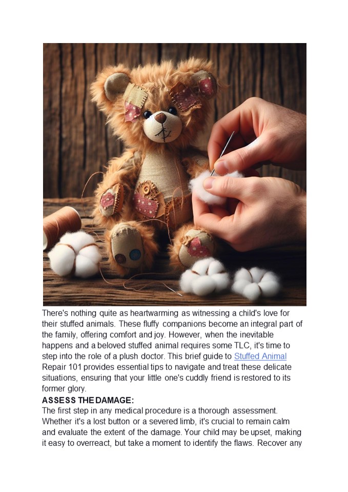 CUSTOM STUFFED ANIMAL REPAIR 101: A BRIEF GUIDE presentation | free to ...