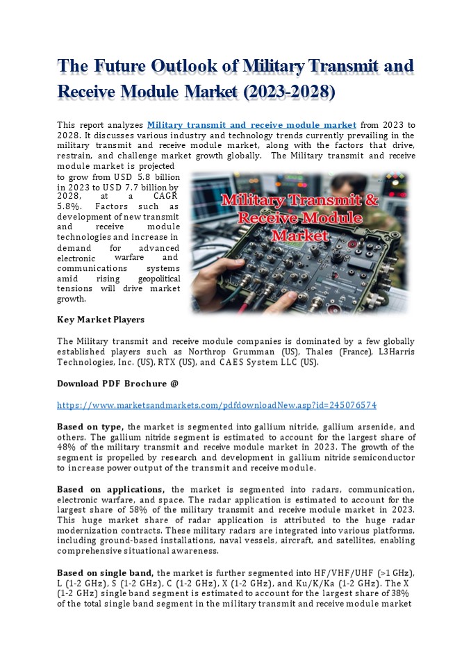 PPT – The Future Outlook of Military Transmit and Receive Modules ...