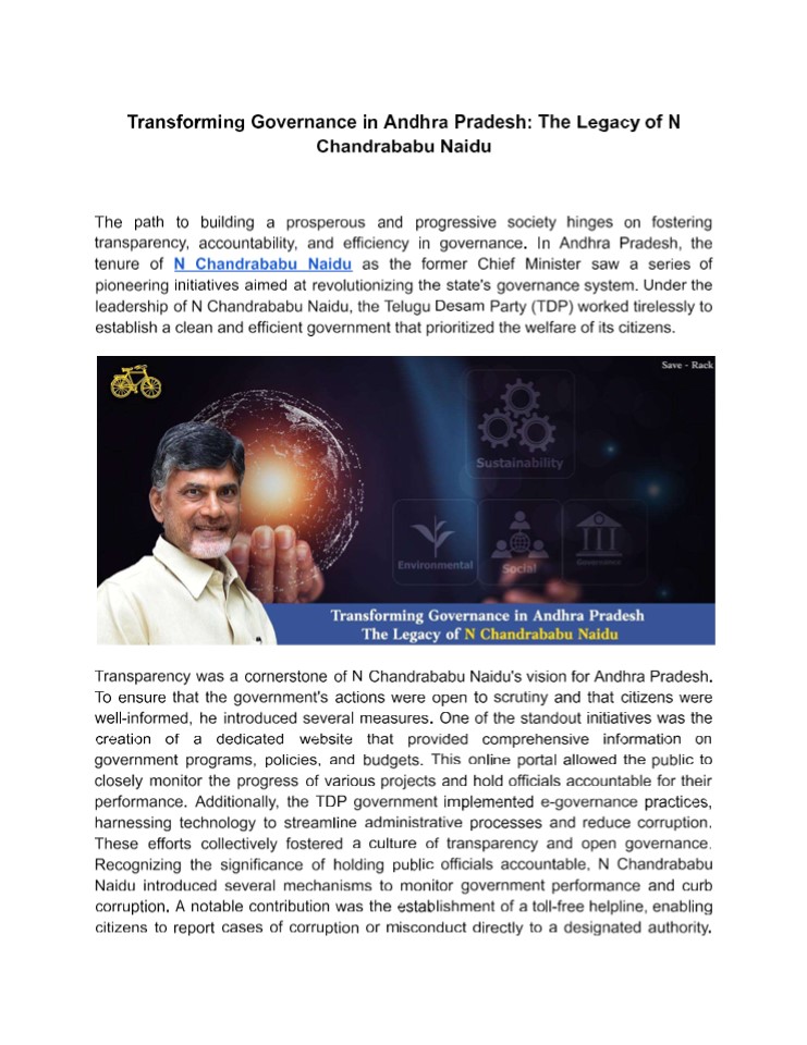 Transforming Governance in Andhra Pradesh: The Legacy of N Chandrababu Naidu presentation | free ...