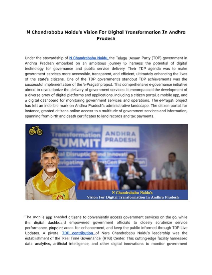 N Chandrababu Naidu’s Vision For Digital Transformation In Andhra Pradesh presentation | free to ...