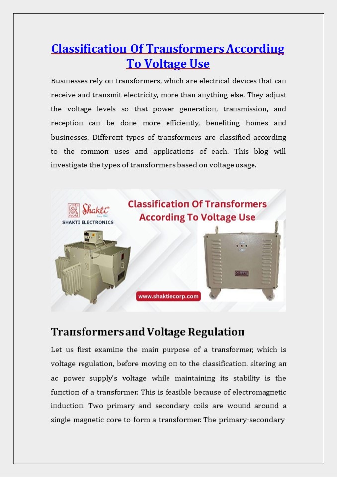 Classification of Transformers According to Voltage Use! presentation ...