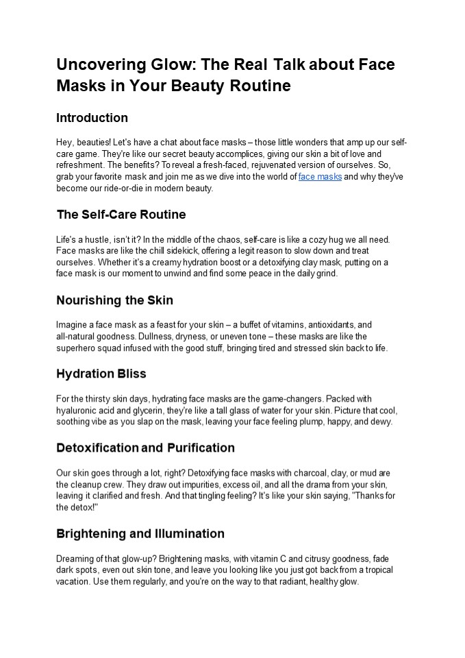 Uncovering Glow: The Real Talk about Face Masks in Your Beauty Routine ...