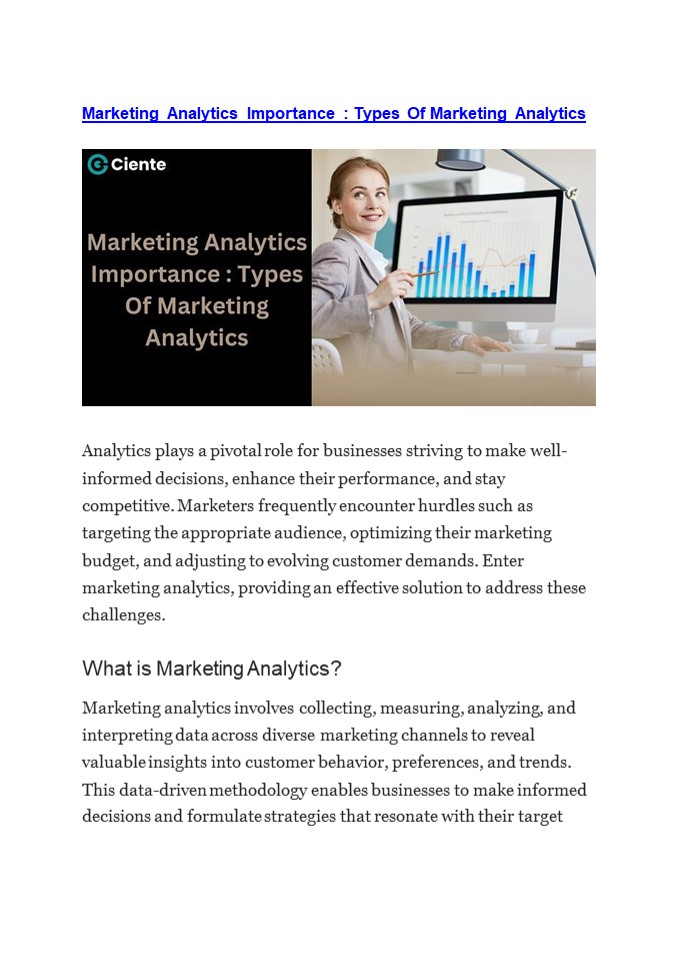 Marketing Analytics Importance : Types Of Marketing Analytics ...