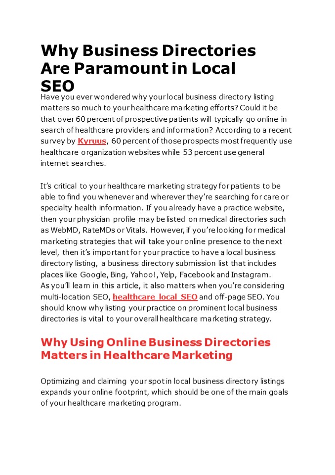 PPT – Why Business Directories Are Paramount in Local SEO – Practice Builders PowerPoint ...