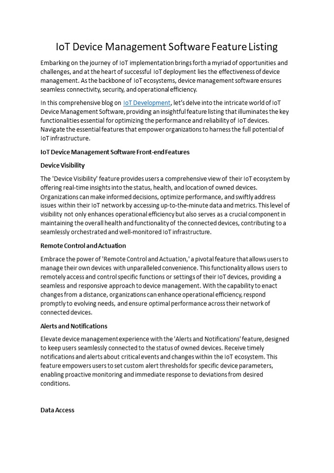 IoT Device Management Software Feature Listing presentation | free to ...