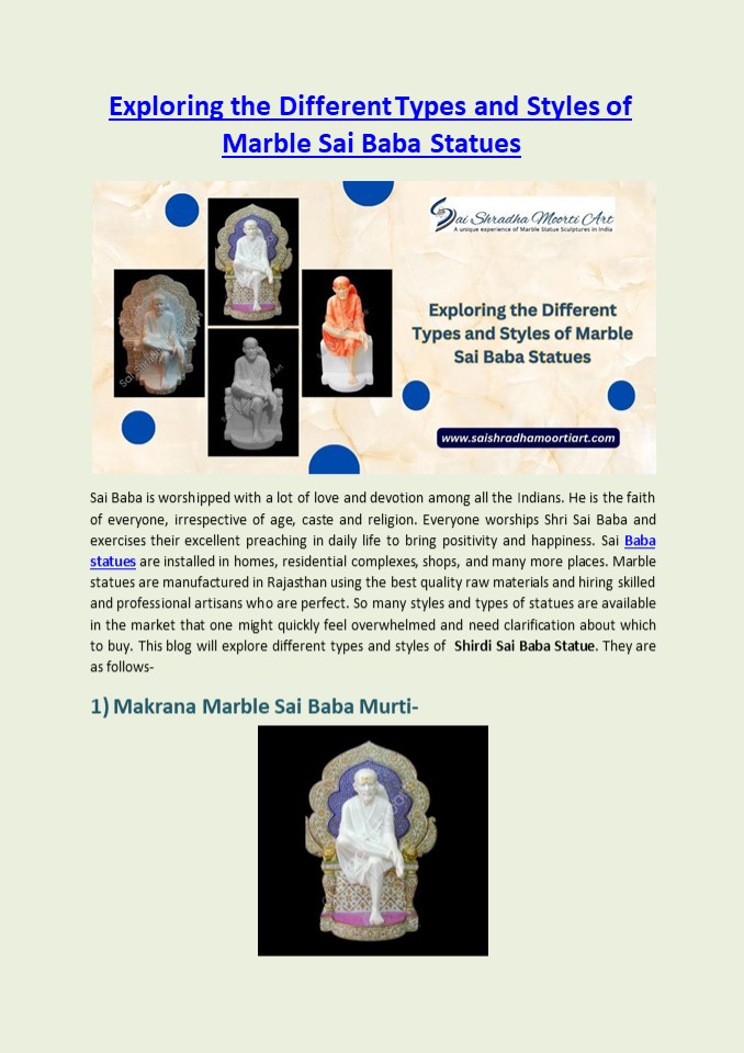 PPT – Exploring the Different Types and Styles of Marble Sai Baba ...