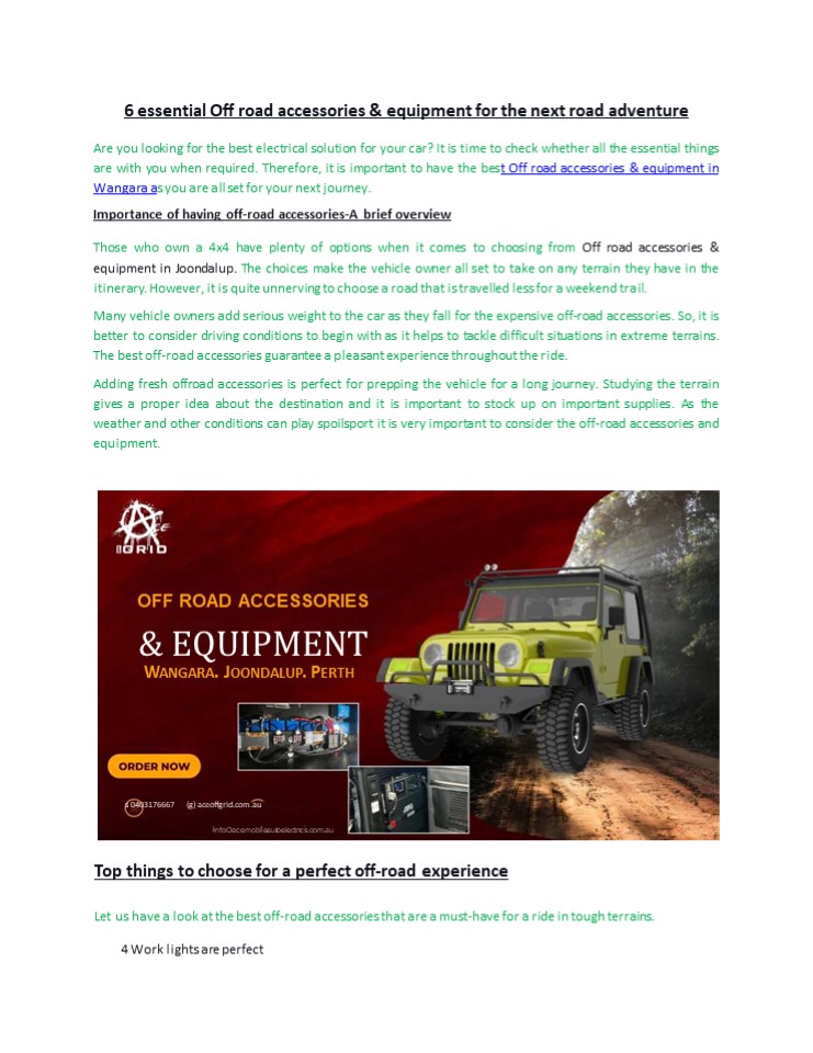 6 essential Off road accessories & equipment for the next road ...