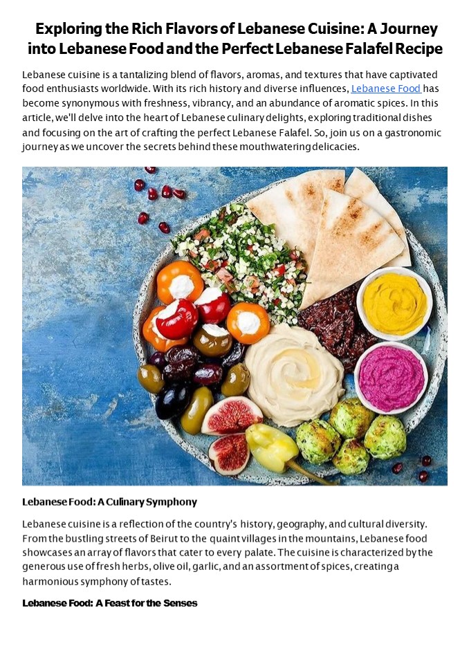 PPT – Exploring the Rich Flavors of Lebanese Cuisine: A Journey into Lebanese Food and the ...