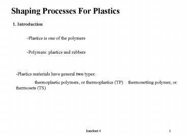 Shaping Processes For Plastics presentation | free to view