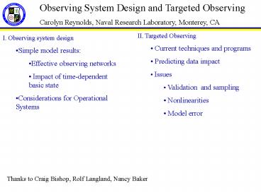 Observing System Design and Targeted Observing presentation | free to ...