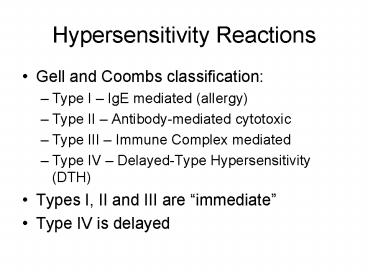 Hypersensitivity Reactions presentation | free to view
