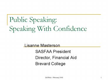 Public Speaking: Speaking With Confidence presentation | free to view