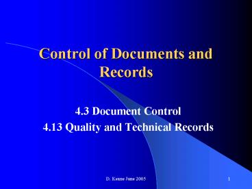 Control of Documents and Records presentation | free to view