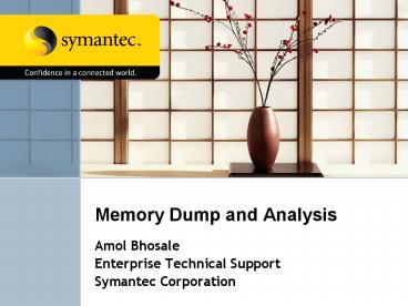 Memory Dump and Analysis presentation | free to view