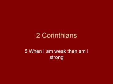 2 Corinthians presentation | free to view