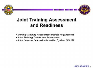 Joint Training Assessment and Readiness presentation | free to view
