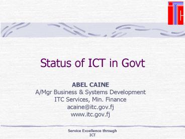 PPT – Status of ICT in Govt PowerPoint presentation | free to view - id ...