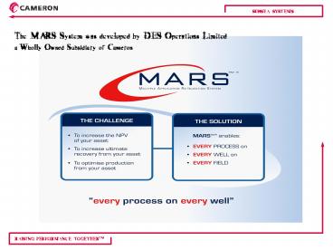 PPT – The MARS System was developed by DES Operations Limited a Wholly ...
