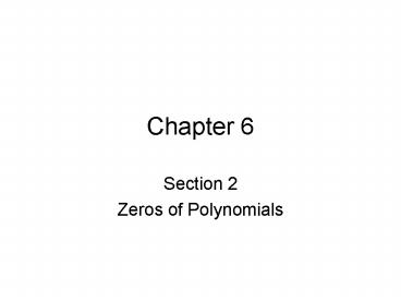 Zeros of Polynomials presentation | free to view
