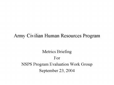 Army Civilian Human Resources Program presentation | free to view