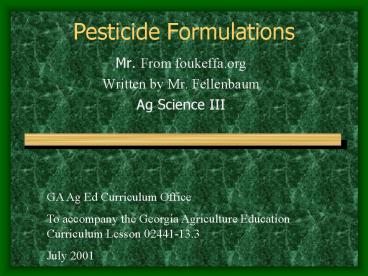 Pesticide Formulations presentation | free to view
