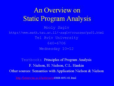 PPT – An Overview on Static Program Analysis PowerPoint presentation ...