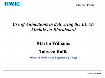 Use of Animations in delivering the ECAD Module on Blackboard ...