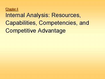 Chapter 4 Internal Analysis: Resources, Capabilities, Competencies, and ...