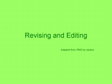 Revising and Editing presentation | free to view