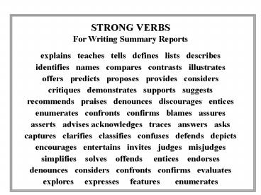 STRONG VERBS presentation | free to view