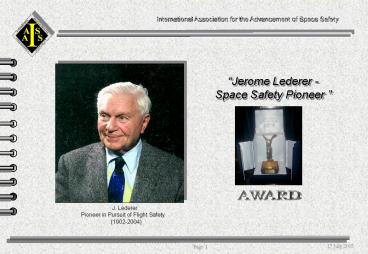 PPT – Jerome Lederer PowerPoint presentation | free to view - id ...