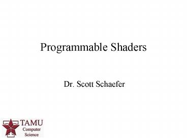 Dr' Scott Schaefer presentation | free to view