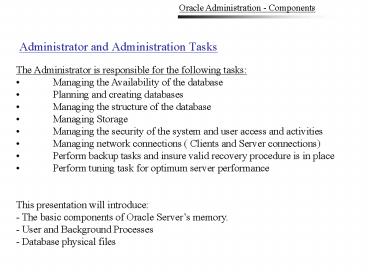 Administrator and Administration Tasks presentation | free to view