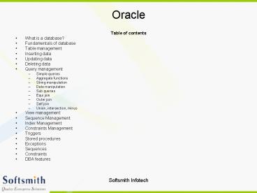 PPT – Oracle PowerPoint presentation | free to view - id: 17e3f9-ZDc1Z