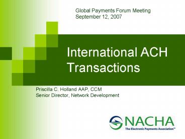PPT – International ACH Transactions PowerPoint presentation | free to ...