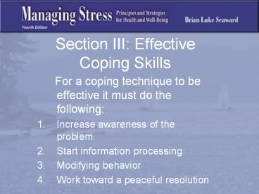 PPT – Section III: Effective Coping Skills PowerPoint presentation ...