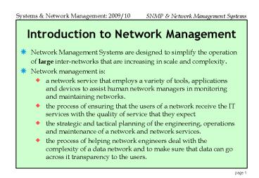 PPT – Introduction to Network Management PowerPoint presentation | free ...