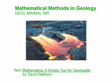 PPT – Mathematical Methods in Geology PowerPoint presentation | free to ...