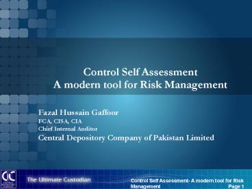 Control Self Assessment A modern tool for Risk Management Page 1 ...