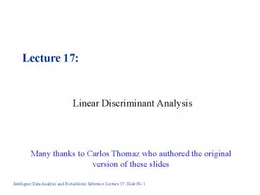 Linear Discriminant Analysis presentation | free to view