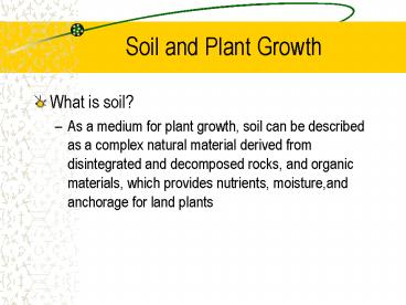 Soil and Plant Growth presentation | free to view